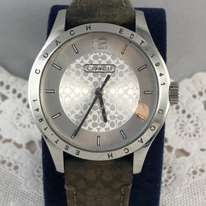 Coach | Accessories | Womens Coach Logo Watch With Brown Leather Strap ...